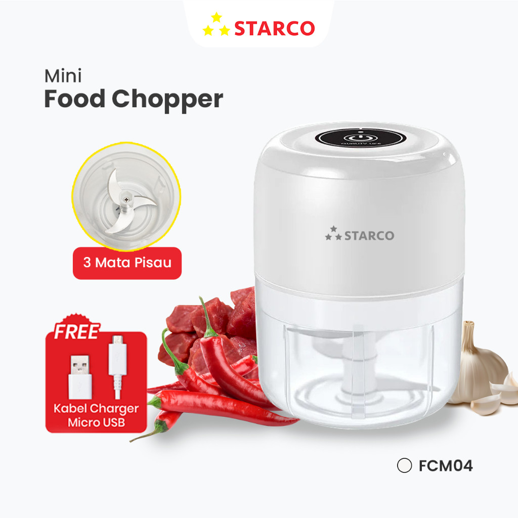 Jual Starco Portable Food Chopper/Mini Chopper USB Charge 250 ML ...