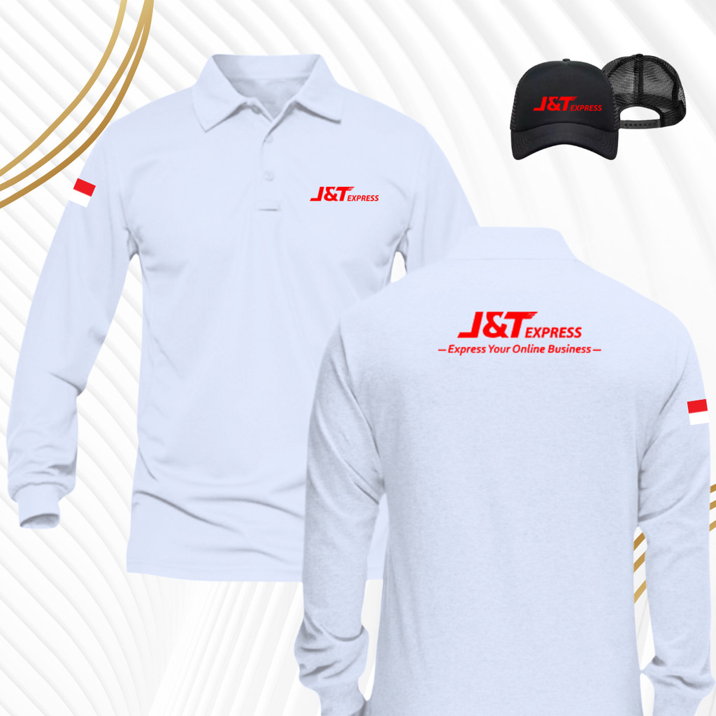 Jual BONUS TOPI Baju kaos Poloshirt Lengan Panjang logo JNT-EXPRES ...