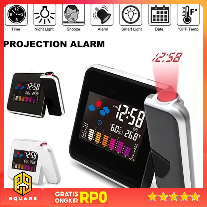 Jual Jam Digital Proyektor Penunjuk Cuaca - 8190 Original 99 Square ...