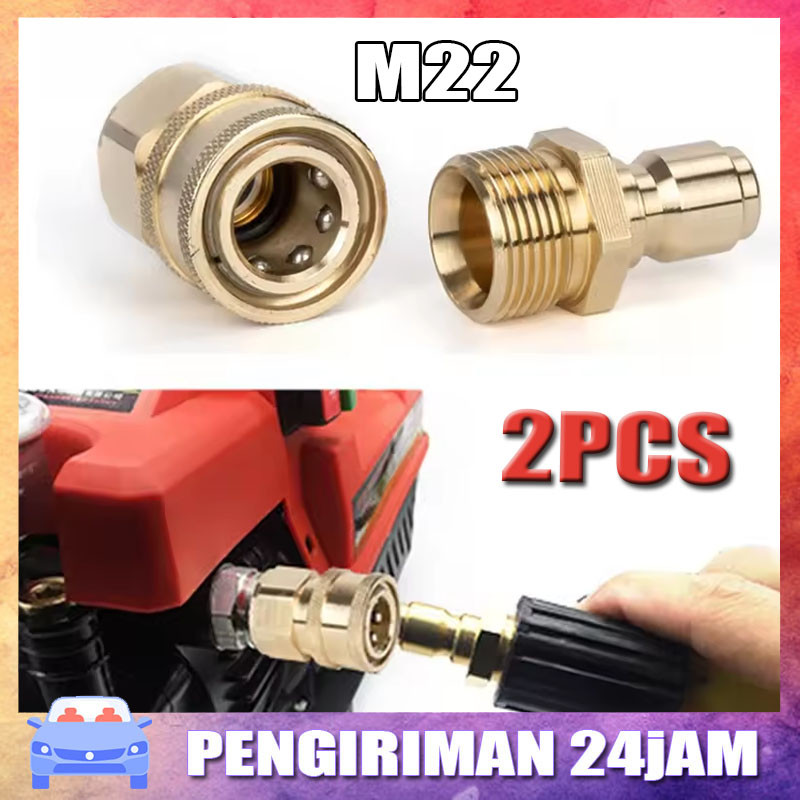 Jual 2PCS Konektor Adaptor M22 *1.5 Untuk Pressure Washer 1/4 Male M14*1.5 female Quick Release ...