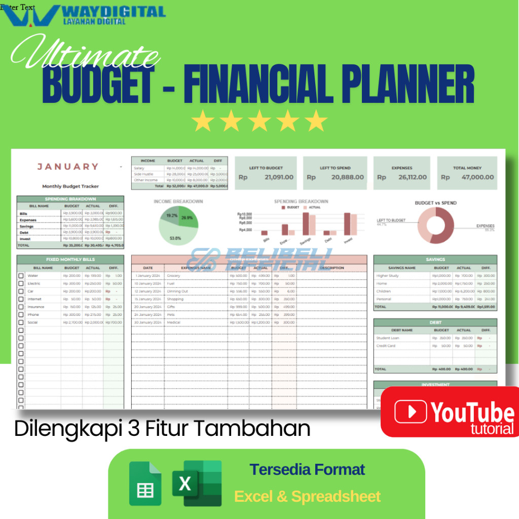 Jual Budget Planner Tracker - Finance Planner Tracker - Financial ...