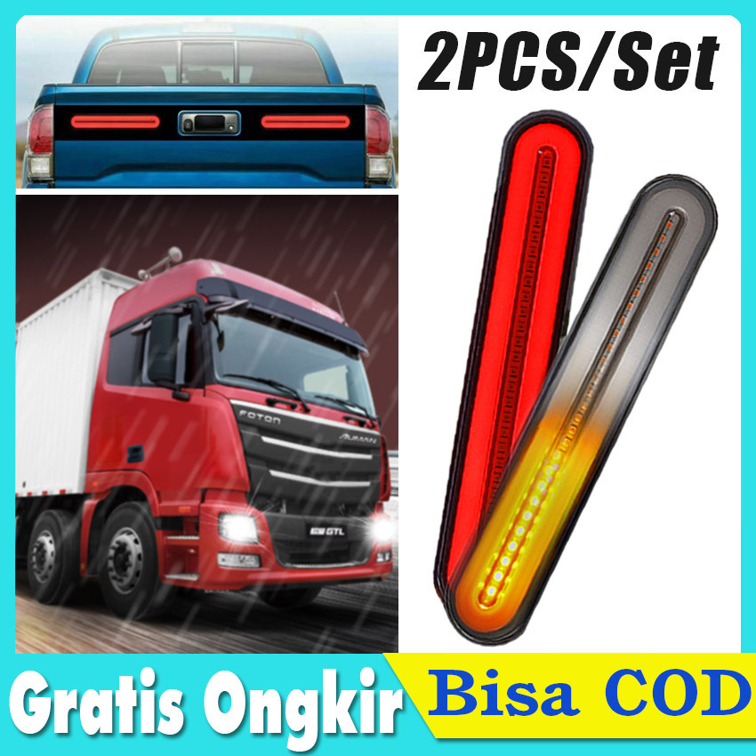 Jual 2 buah lampu rem truk Trailer LED Neon 3 in 1 lampu sinyal lampu ...