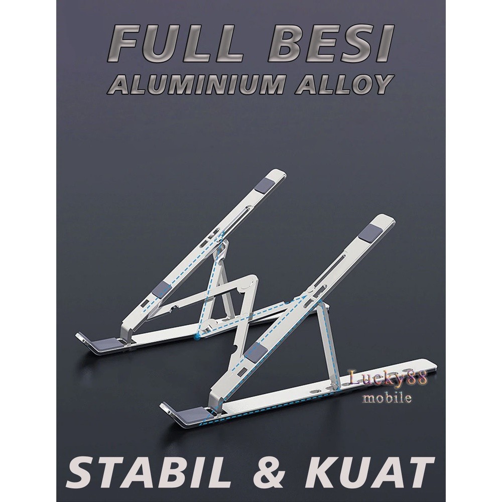Jual LAPTOP NOTEBOOK IPAD STAND LIPAT FULL BESI ALUMINIUM FREE POUCH ...