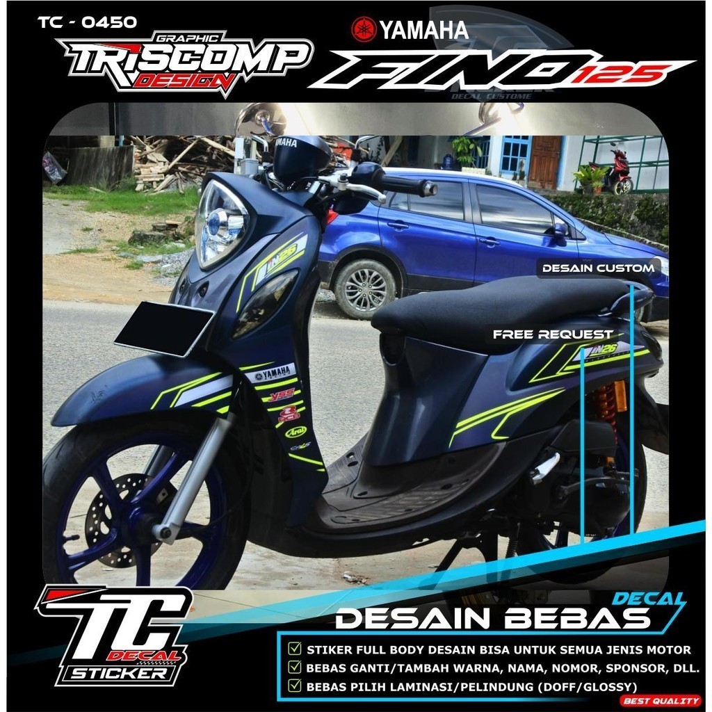 Jual Decal stiker Fino Sticker Striping Decal Fino 125 Full Gelap doff ...