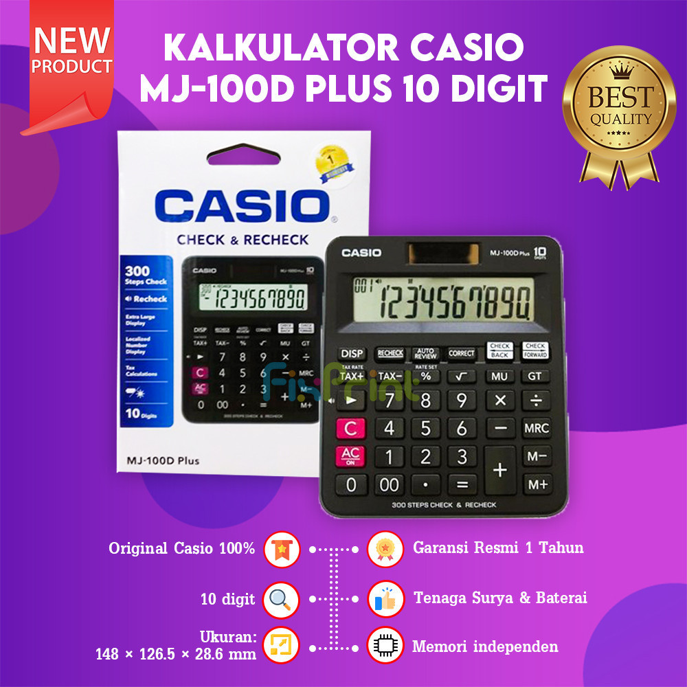Jual Calculator Casio MJ-100D Plus 10 Digit Kalkulator Meja Mini Original | Shopee Indonesia