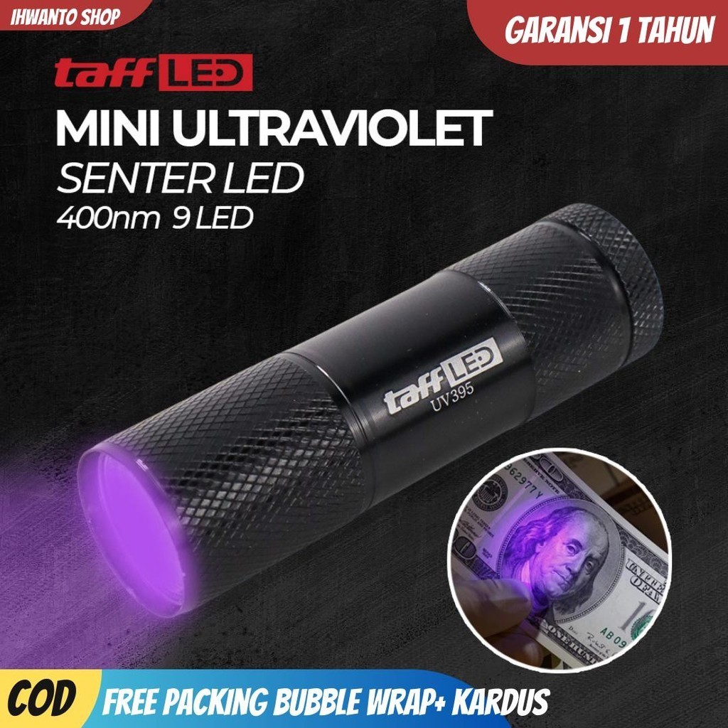 Jual Lampu Senter LED Mini Ultraviolet UV 400nm 9 LED Super Terang | Shopee Indonesia