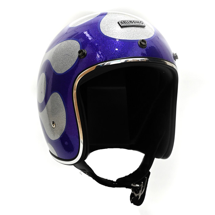 Jual BELLISSIMO SPECIAL SLIM HELMET Half Face - FLAME GLITTER SILVER ...