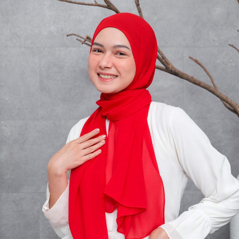 Jual MERAH CABE Pashmina Ceruty Babydoll ( Hijab Warna Merah Cabe Merah ...