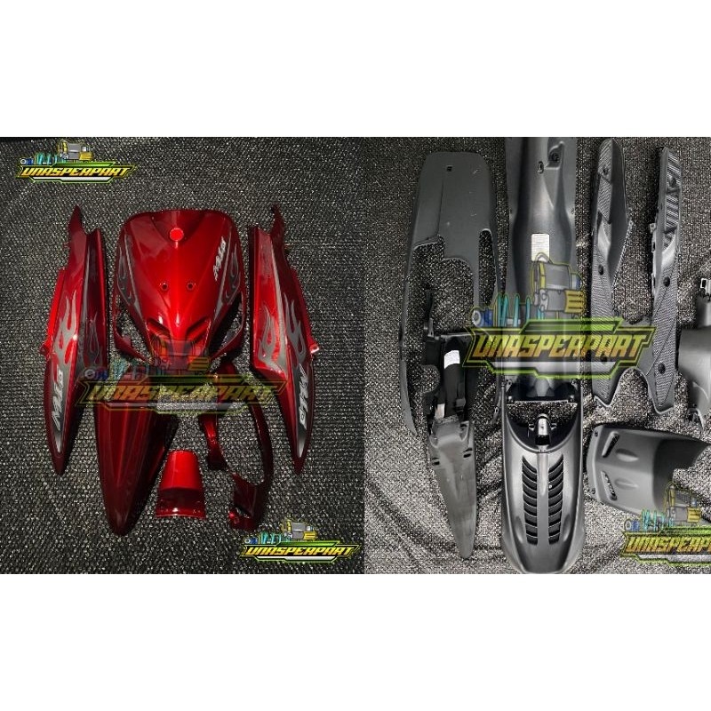 Jual paket 1 set cover full body halus dan kasar mio sporty warna merah ...