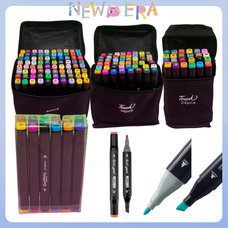 Jual NewEra Touch Spidol Dual Side Fine Art Brush 12/24/48/80 Pcs ...