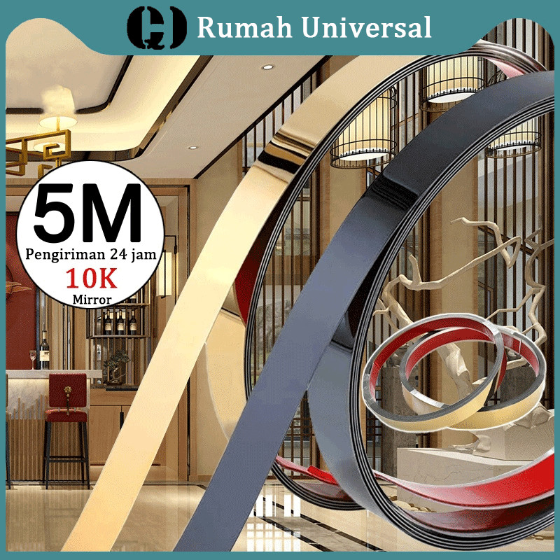 Jual 5M List Plat Strip Mirror Gold Stainless Ss 201 List Interior ...