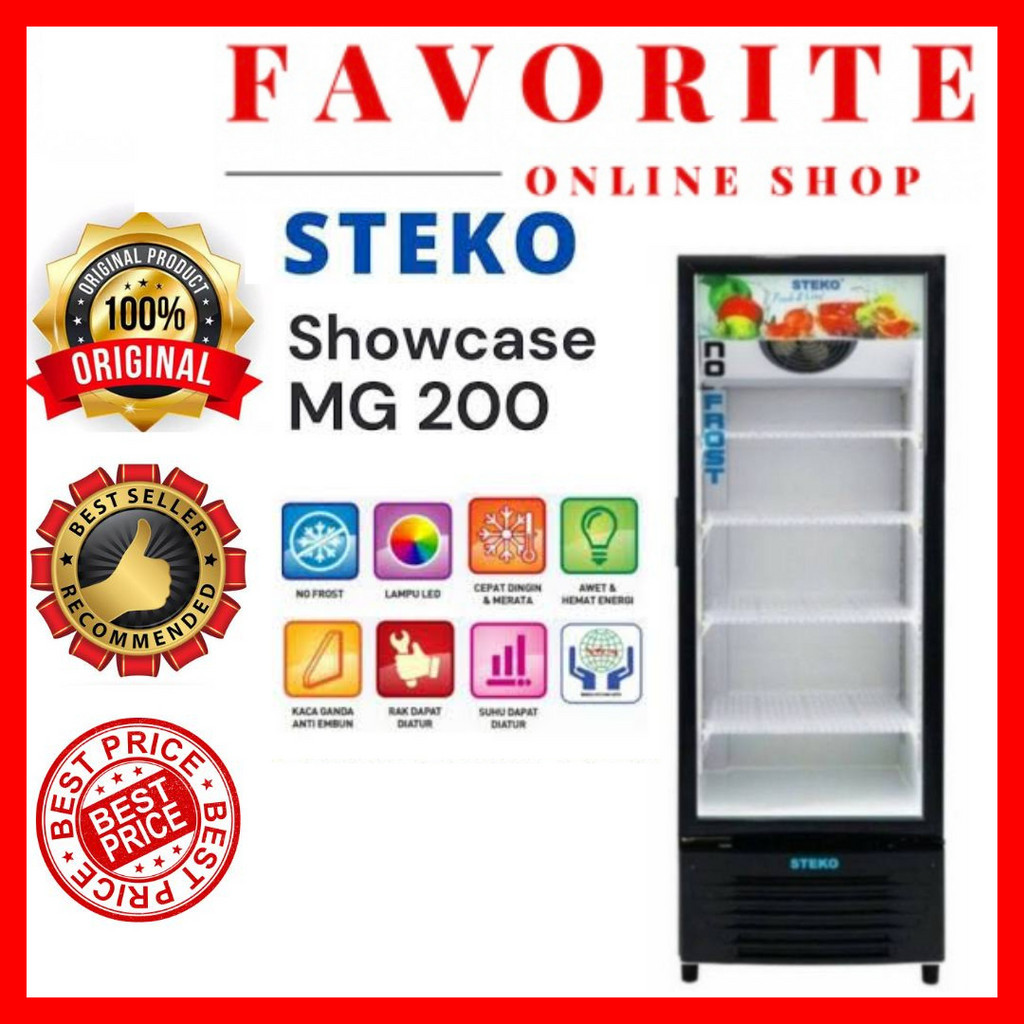Jual SHOWCASE STEKO MG200 STEKO MG-200 NO FROST COOLER DISPLAY | Shopee ...