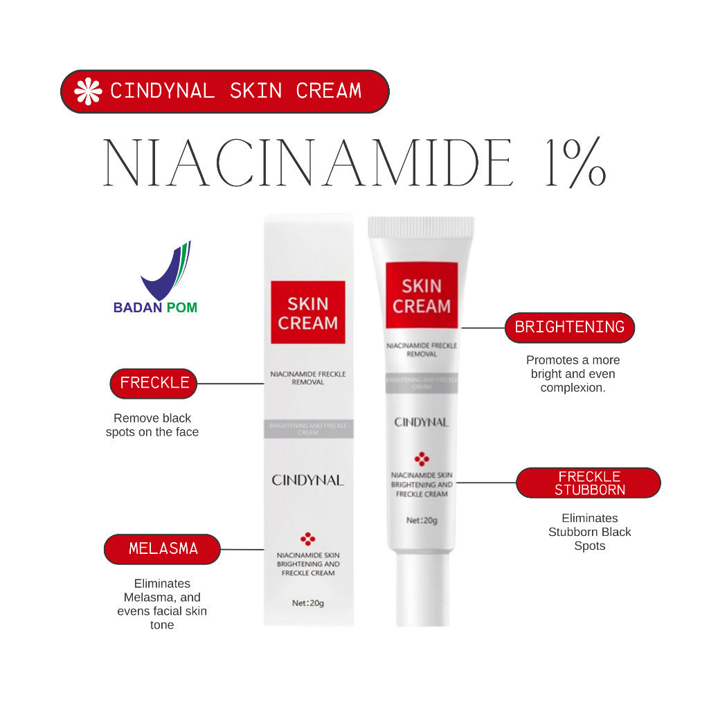 Jual BPOM CINDYNAL Skin Cream Freckle Removal Whitening Remove Dark Spots / Krim Wajah Anti ...