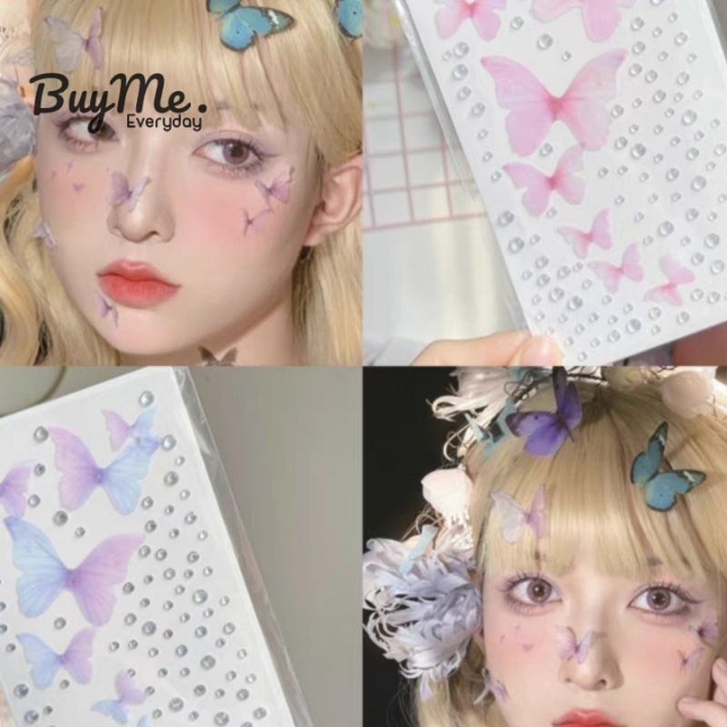 Jual DOUYIN [Ready] Face Gem Stiker Kupu-kupu Butterfly Sticker 3D ...