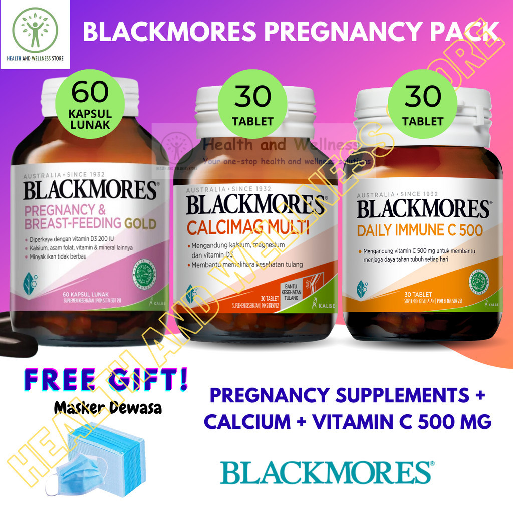 Jual Blackmores Pregnancy And Breastfeeding Gold 60 Kapsul Lunak Calcimag Multi 30 Tablet Dan ...