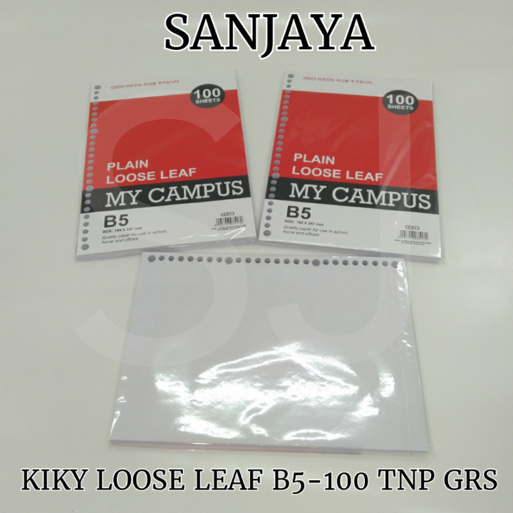 Jual (HASANS HOME)Kiky Loose Leaf Isi Binder B5 Putih 100 Lembar / Kertas Tanpa Garis Isi Binder ...