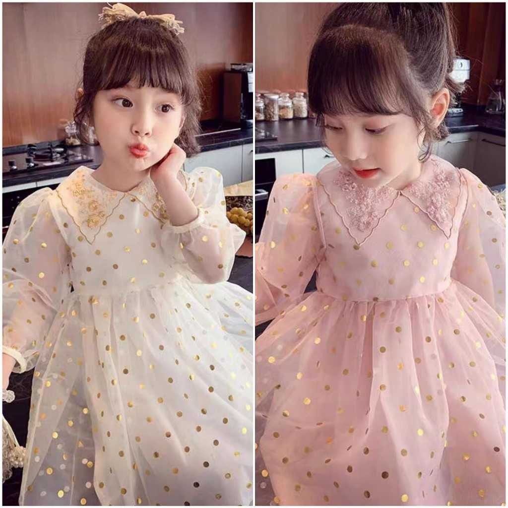 Jual CHUBBI 91 Dress Gaun Anak Pesta Kera Bordiran Bunga Polkadot ...
