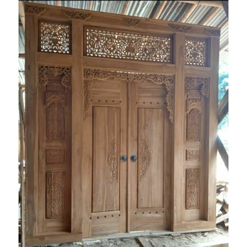 Jual Pintu Ukir Gebyok Minimalis Kayu Jati Ukir Jepara | Shopee Indonesia
