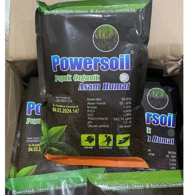Jual Asam Humat POWERSOIL 1 Kg Humic Acid 60% Pembenah Tanah Kemasan Pabrik Original | Shopee ...