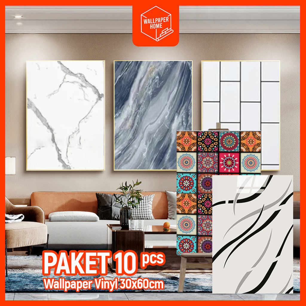Jual (PAKET 10 LEMBAR ) Wallpaper Vinyl Marble 30 x 60 cm 0,3cm / Vinyl Dinding Granit Sudah Ada ...