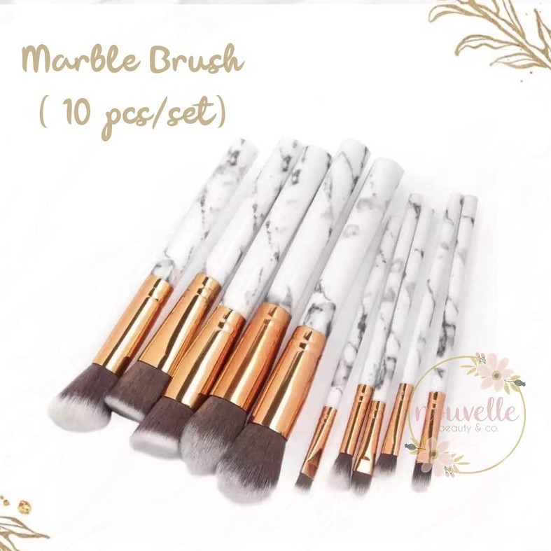 Jual Rose Gold Marble Brush Set ( isi 10 brush face and eyes ) | Shopee ...