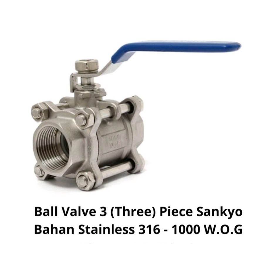 Jual Ball Valve 3 (Three) Piece 2" inch Stainless 316 Sankyo | Shopee ...