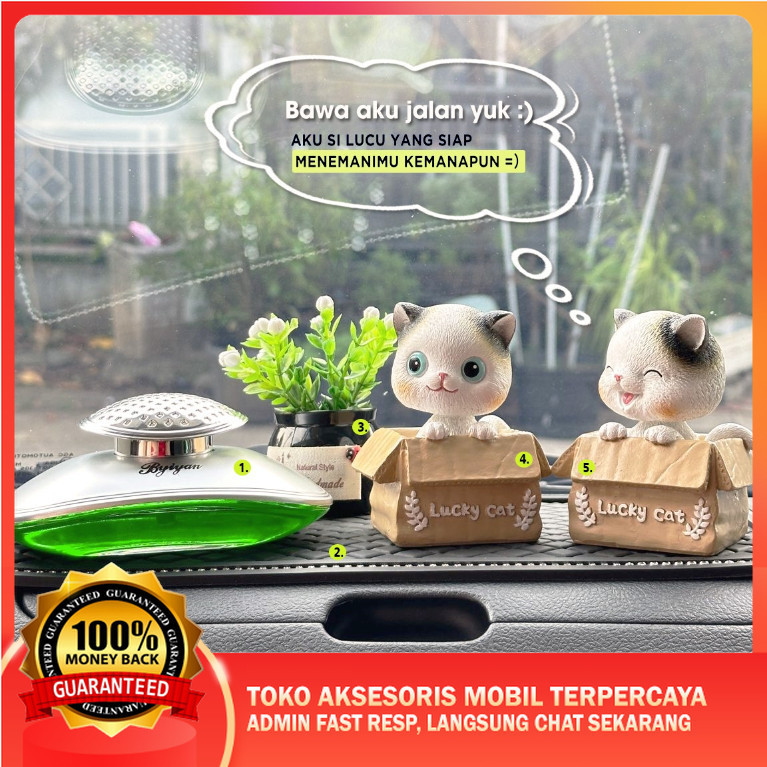 Jual Hiasan Dashboard Mobil Motif Kucing 5 in 1 Unik Pajangan Dashboard ...