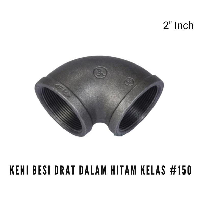 Jual Keni drat/Elbow drat/Knee besi 2" inch drat dalam hitam KELAS #150 ...