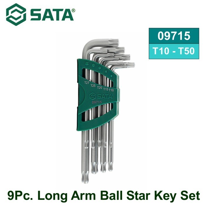 Jual SATA 09715 Kunci L Bintang T10-T50 9 Pcs Long Arm Ball Star Key ...