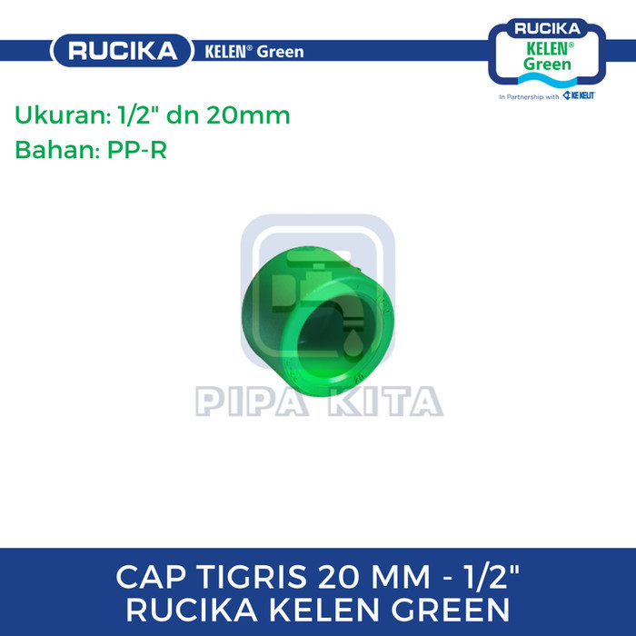 Jual Cap 20 mm PPR RUCIKA KELEN GREEN 1/2 inch WAVIN TIGRIS Dop Tutup ...