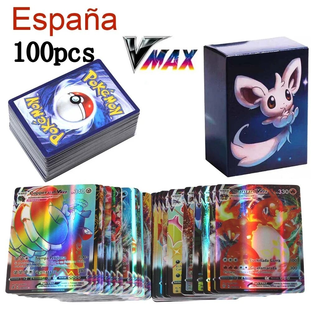 Jual New 100pcs Spanish Pokemon Cards 25th anniversary Vmax Charizard ...