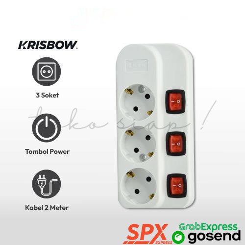 Jual Tokosiap Krisbow Stop Kontak 3 Socket Dengan Tombol On/Off Kr-4338 ...