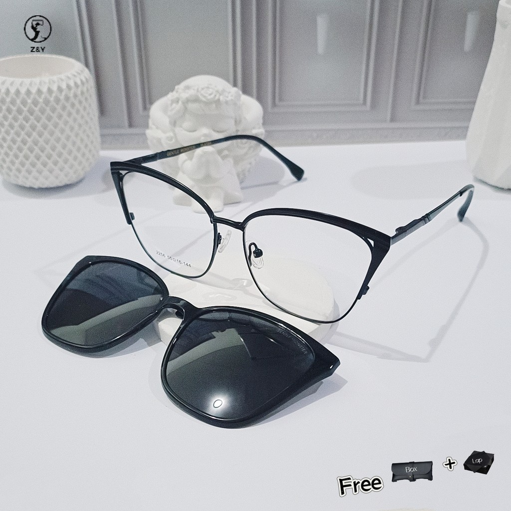 Jual Z&Y COD Kacamata Frame 2256 Cat Eye Magnet Kuat Kacamata Clip On 2 ...