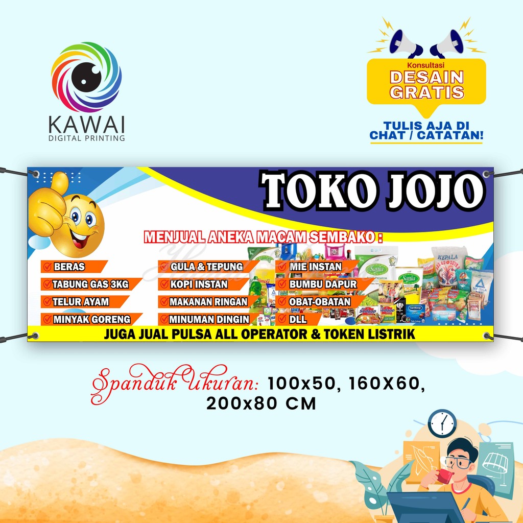 Jual SPANDUK / BANNER Toko Jajanan Dan Sembako Free Design - 160x60CM ...
