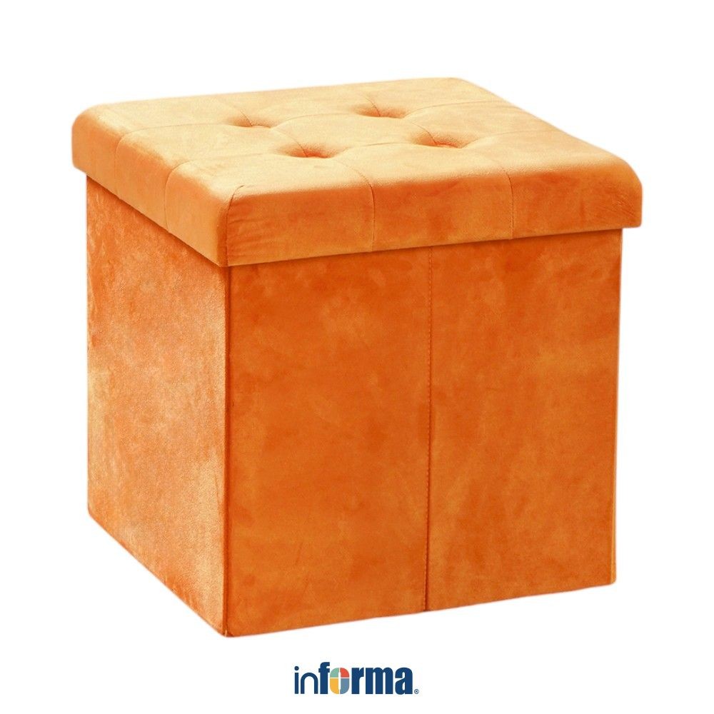Jual Informa Bangku Ottoman Lipat Fabric Velvet - Orange Tempat Duduk ...