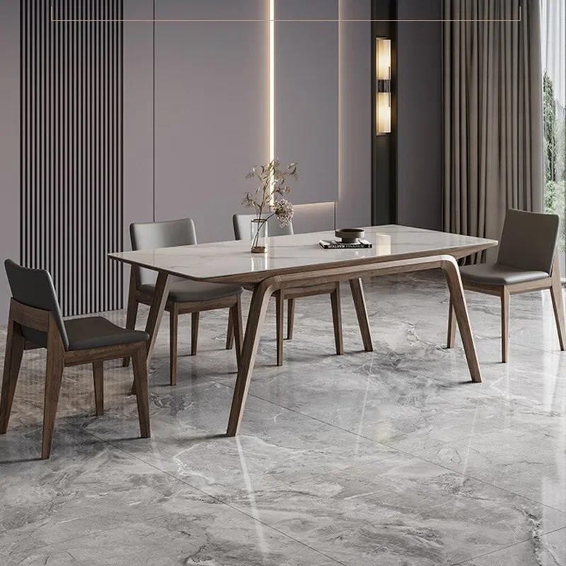 Jual Nordic Bright Rock Plate Dining Table Solid Wood White Wax Wood ...
