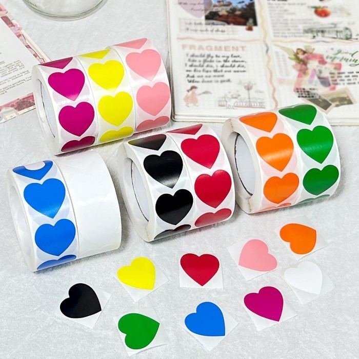 Jual Sticker Label Love Shape 25mm Stiker Warna Polos Bentuk Hati 2,5 ...