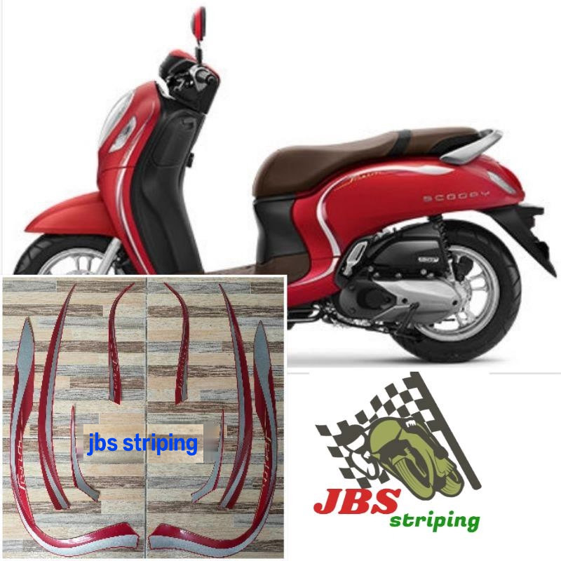 Jual striping Honda Scoopy stylish red merah tahun 2022 stiker lis ...