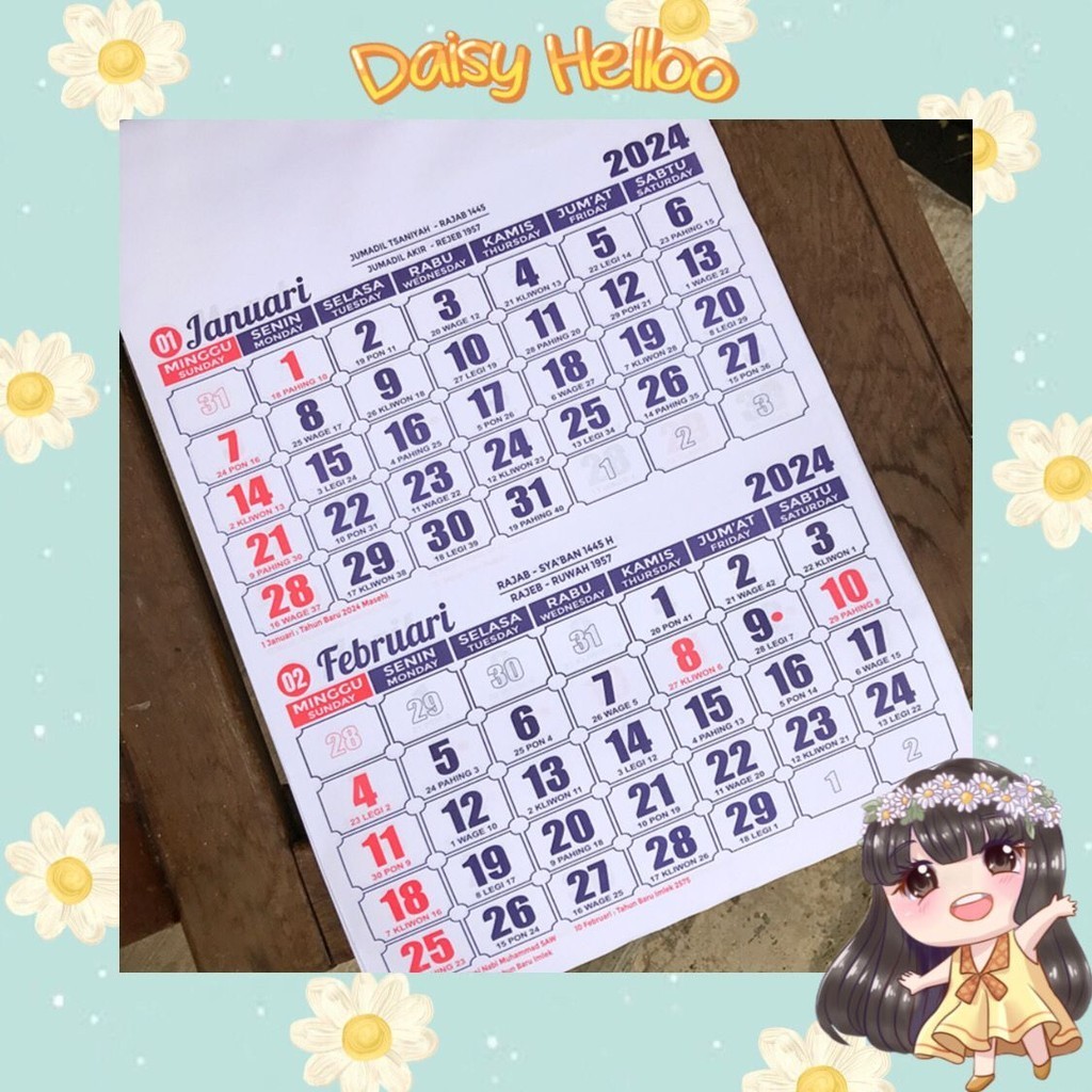 Jual Kalender Dinding 2024 Polos 2 Bulanan Simple Calender New Year ...