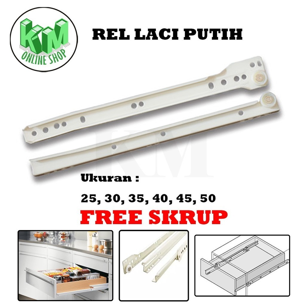 Jual Rel Laci Roda Singel Track Beige 35 cm 1 set (4 pcs) Free Skrup ...