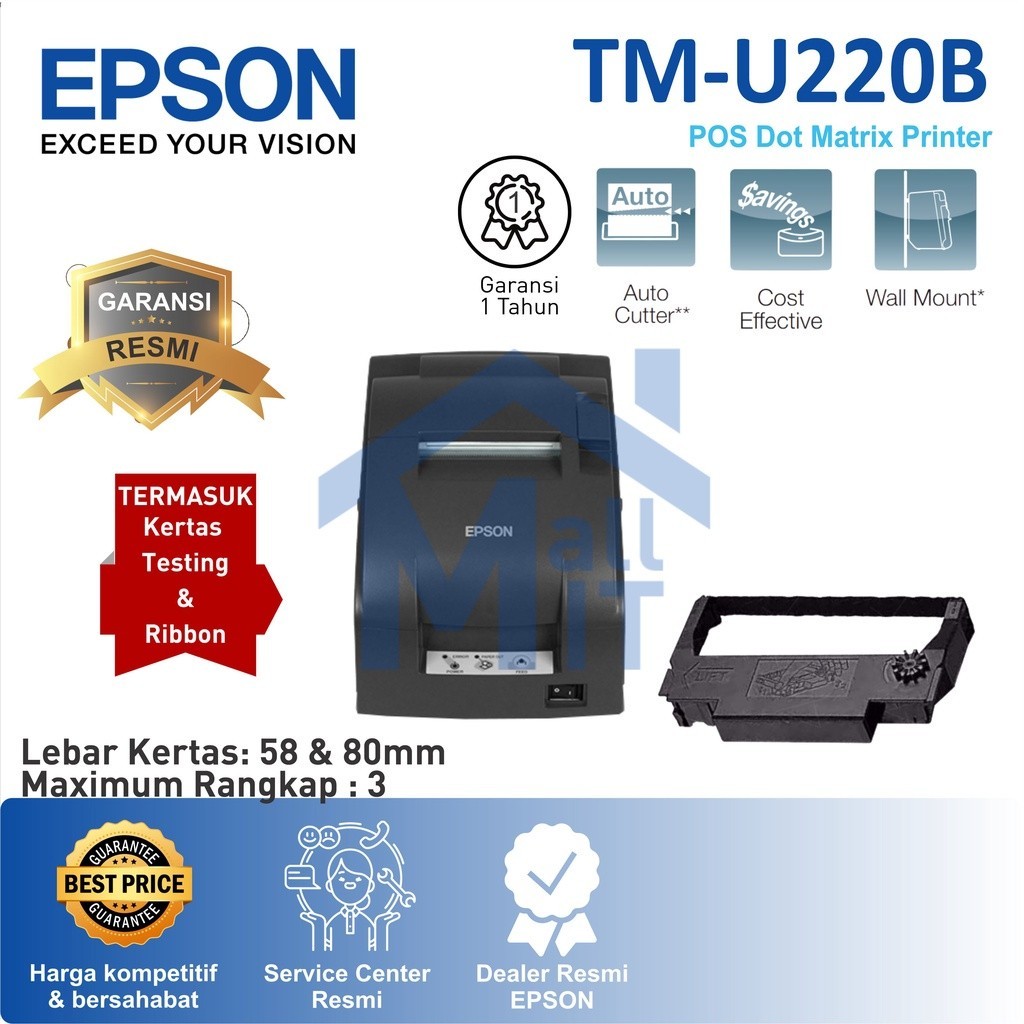 Jual PRINTER EPSON TMU 220 B TM U220B TMU220B TMU-220B AUTO CUTTER ...