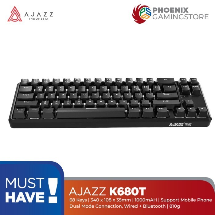 Jual Ajazz K680T 65% Mechanical Keyboard White Light Dual Mode | Shopee ...