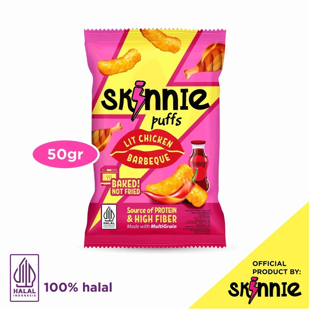 Jual Skinnie Power Puffs Lit Chicken BBQ 50 gr / Snack Sehat Rasa Ayam ...