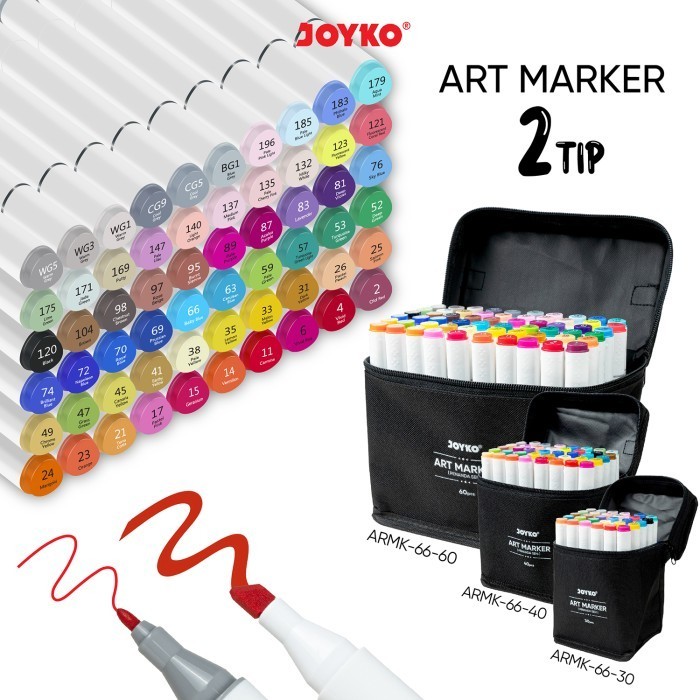 Jual Art Marker Spidol Penanda Seni Berwarna Joyko ARMK-66-30 ~ 60 ...