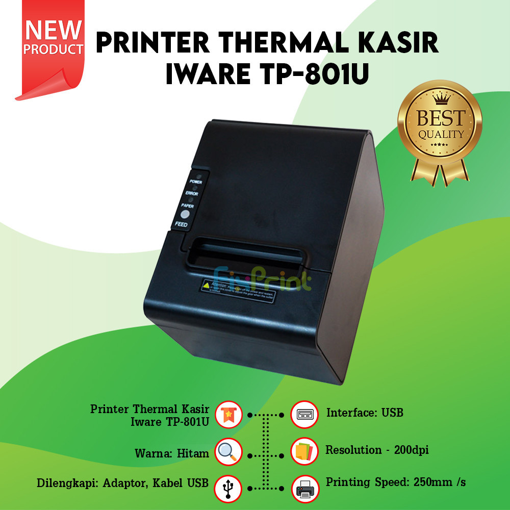 Jual Printer Kasir Thermal TP801U 80MM IWare USB Only Auto Cutter IWare ...
