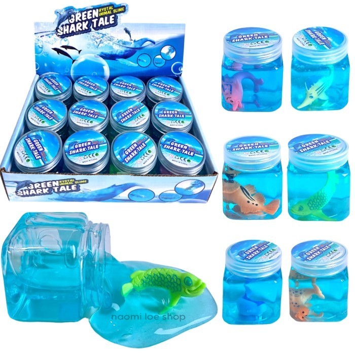 Jual Mainan Slime hewan laut mainan green shark tale crystal animal ...