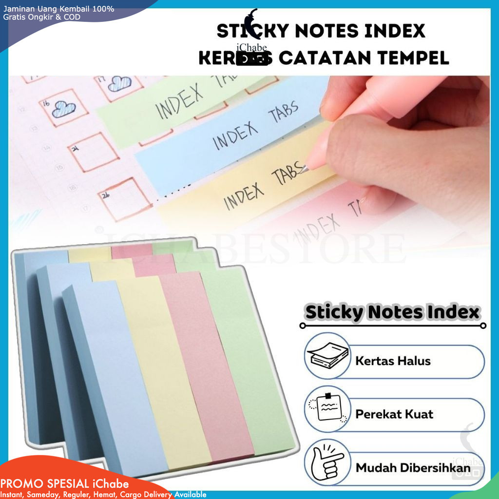 Jual Sticky Note Index 76x76MM 100 Lembar / Kertas Catatan Kecil Untuk ...