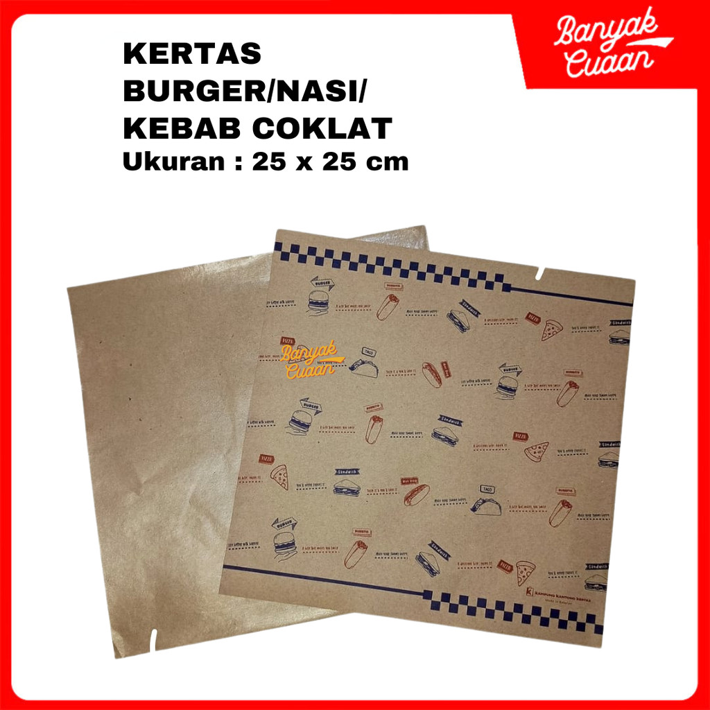 Jual Kertas Kebab / Kertas Burger / Kertas Roti ukuran 25x25 / Kertas ...