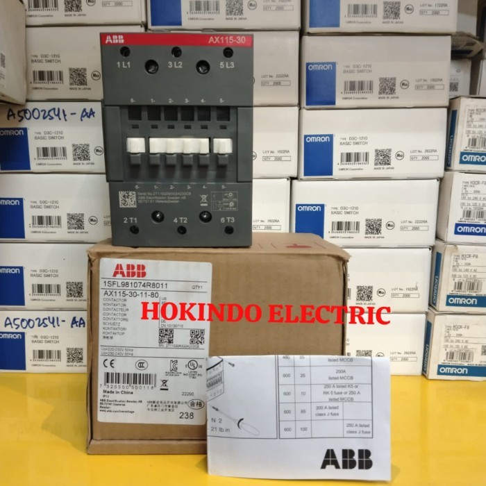 Jual CONTACTOR ABB AX115-30 COIL 220V 3P 115A AC-3 55KW ABB AX115-30-11 ...