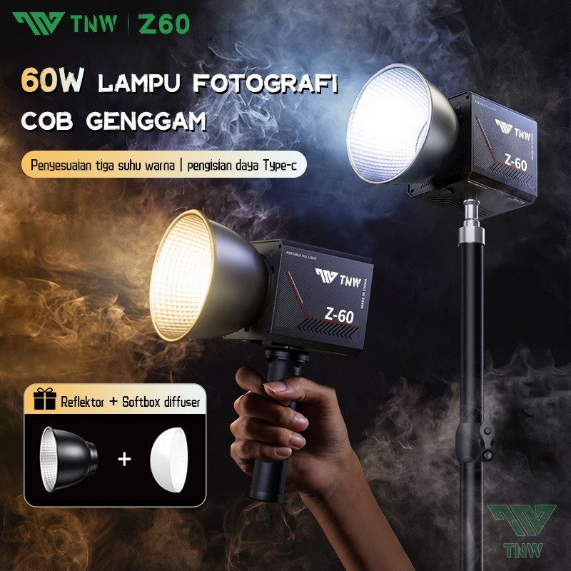 Jual TNW Z60 Rechargable LED Video Light Portable Softbox Lighting ...